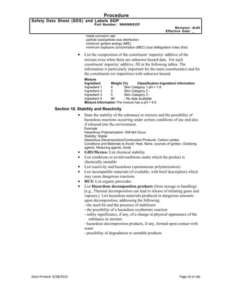 MSDS SDS labelling SOP GHS of classification labelling of chem | DOC