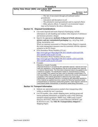 MSDS SDS labelling SOP GHS of classification labelling of chem | DOC
