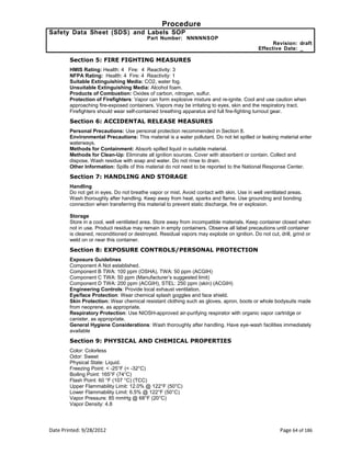 MSDS SDS labelling SOP GHS of classification labelling of chem | DOC