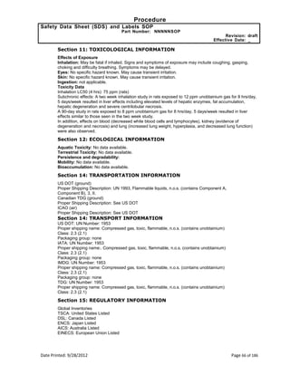 MSDS SDS labelling SOP GHS of classification labelling of chem | DOC