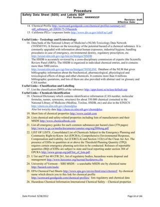 MSDS SDS labelling SOP GHS of classification labelling of chem | DOC