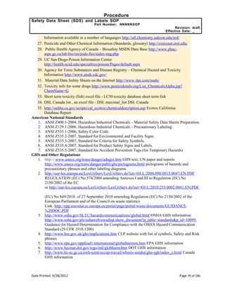 MSDS SDS labelling SOP GHS of classification labelling of chem | DOC
