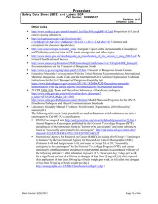 MSDS SDS labelling SOP GHS of classification labelling of chem | DOC