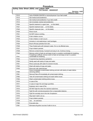 MSDS SDS labelling SOP GHS of classification labelling of chem | DOC