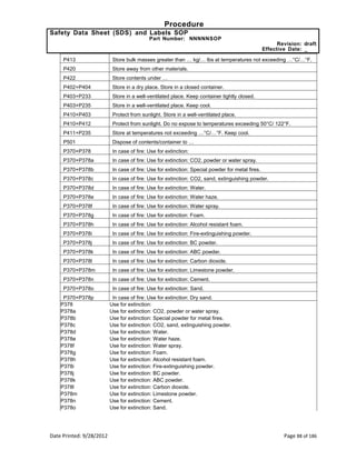 MSDS SDS labelling SOP GHS of classification labelling of chem | DOC