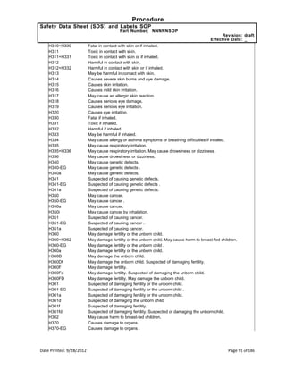 MSDS SDS labelling SOP GHS of classification labelling of chem | DOC