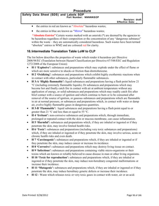 MSDS SDS labelling SOP GHS of classification labelling of chem | DOC