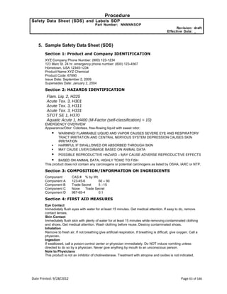 MSDS SDS Labelling SOP GHS Of Classification Labelling Of, 44% OFF