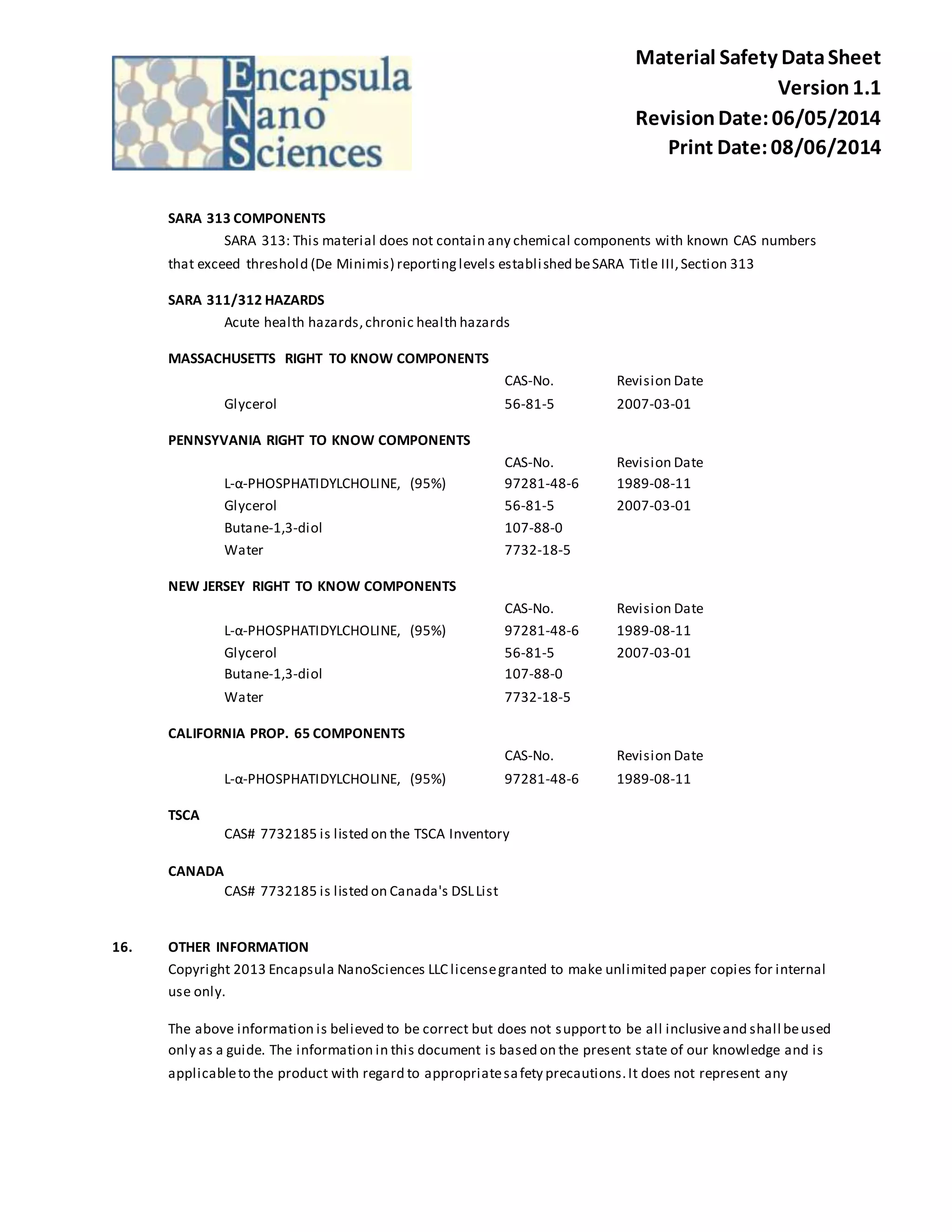MSDS Dermasome (NE, not containing ethanol) | DOCX