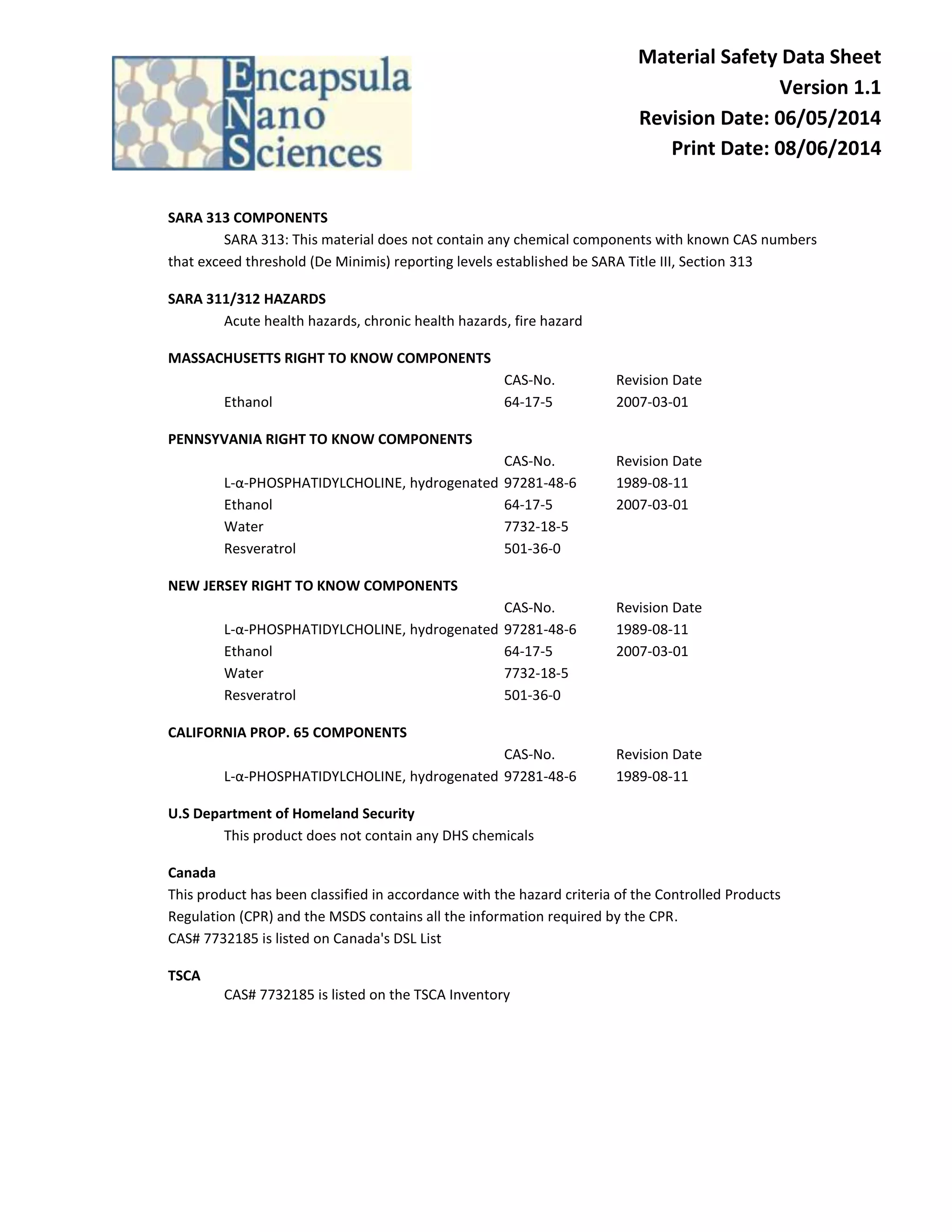 MSDS Dermasome-Res Containing Alcohol | PDF