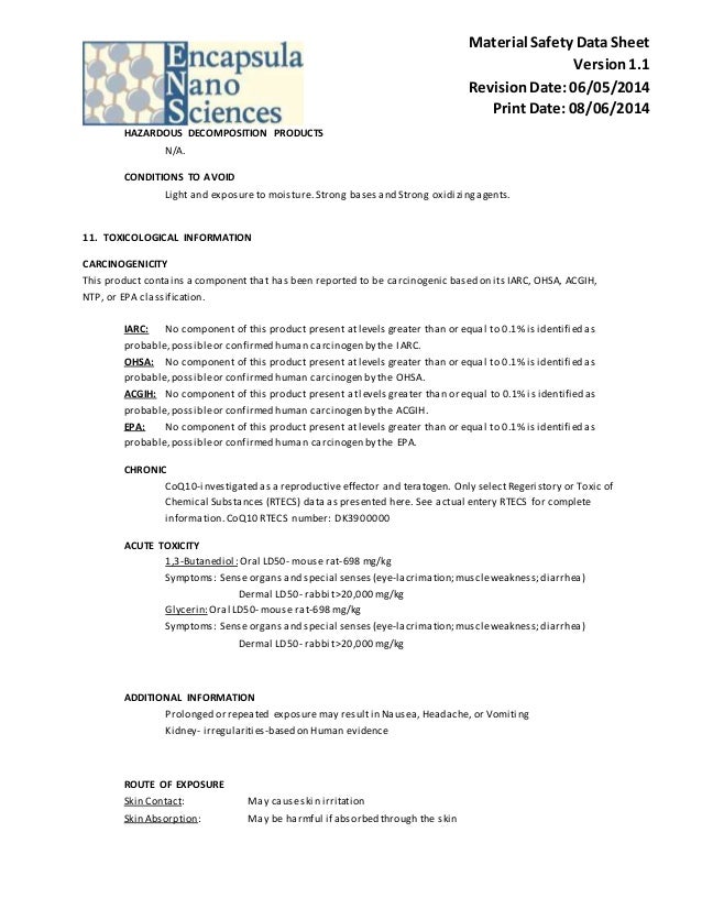 MSDS Dermasome-Ubq (NE, not containing ethanol)
