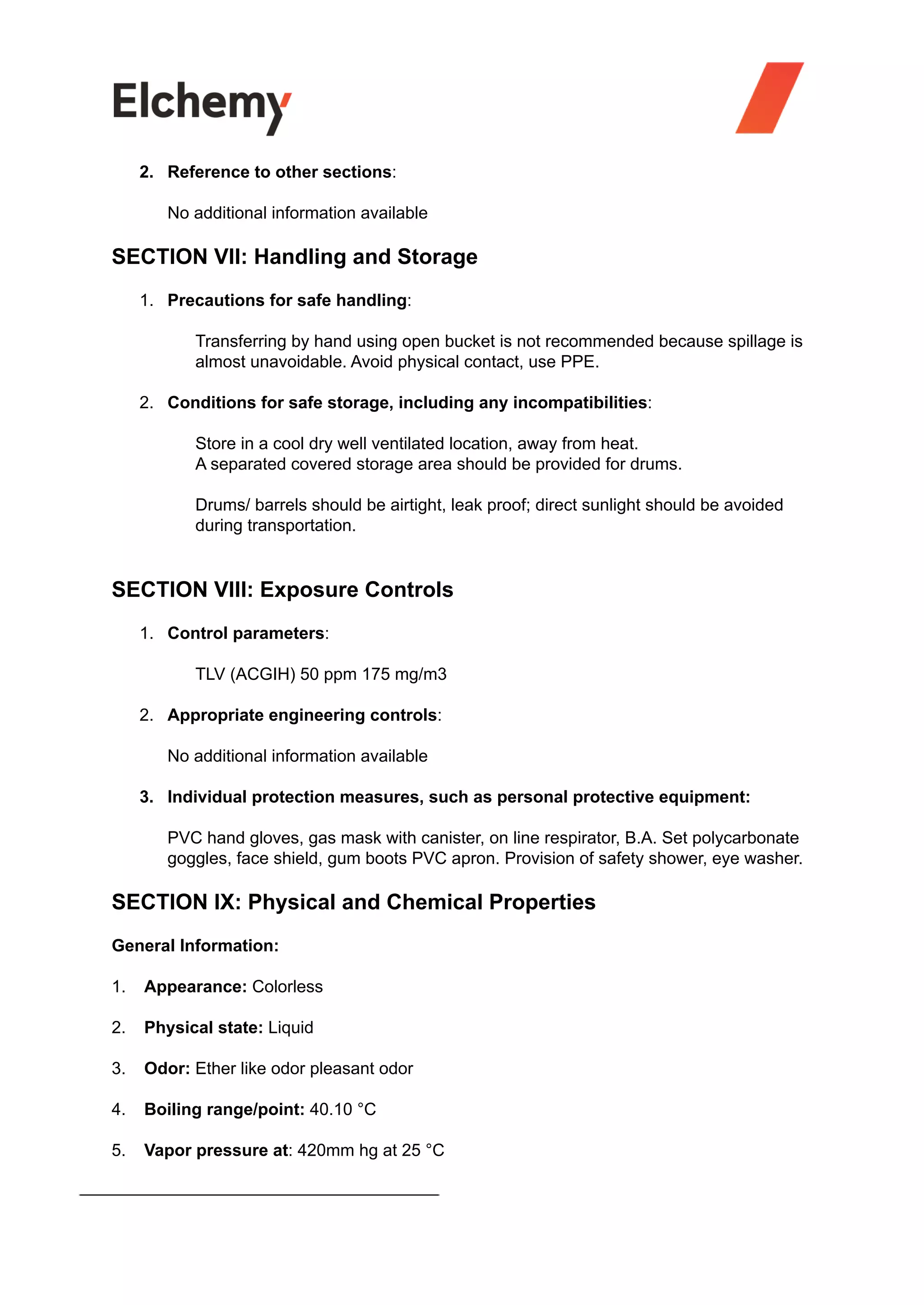 Methylene Chloride MSDS | Elchemy | PDF