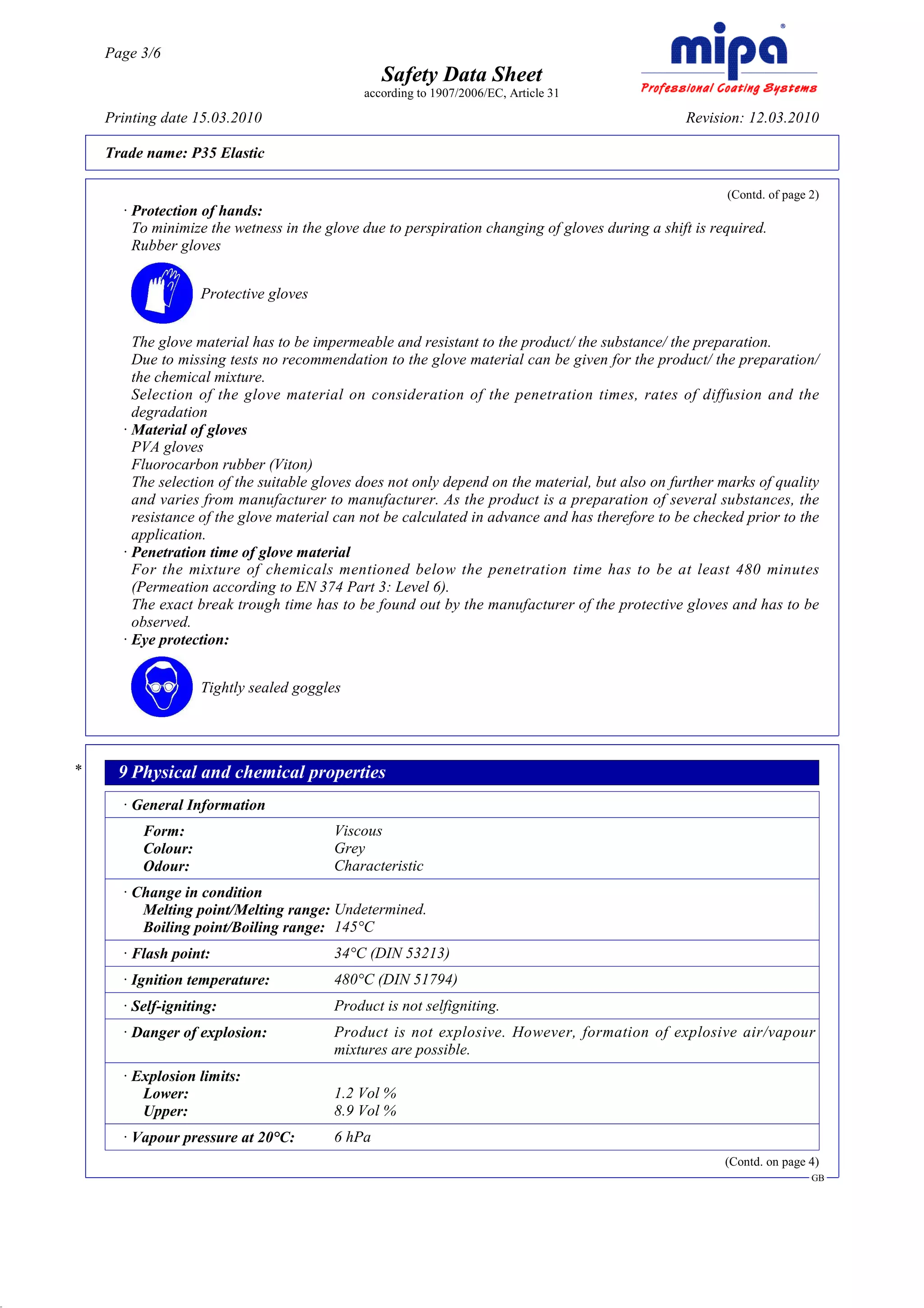 Msds Mipa P35 elastic gb | PDF