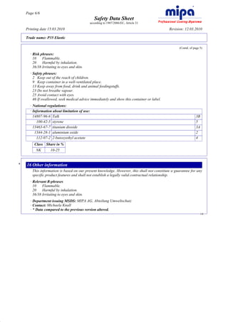 Msds Mipa P35 elastic gb | PDF