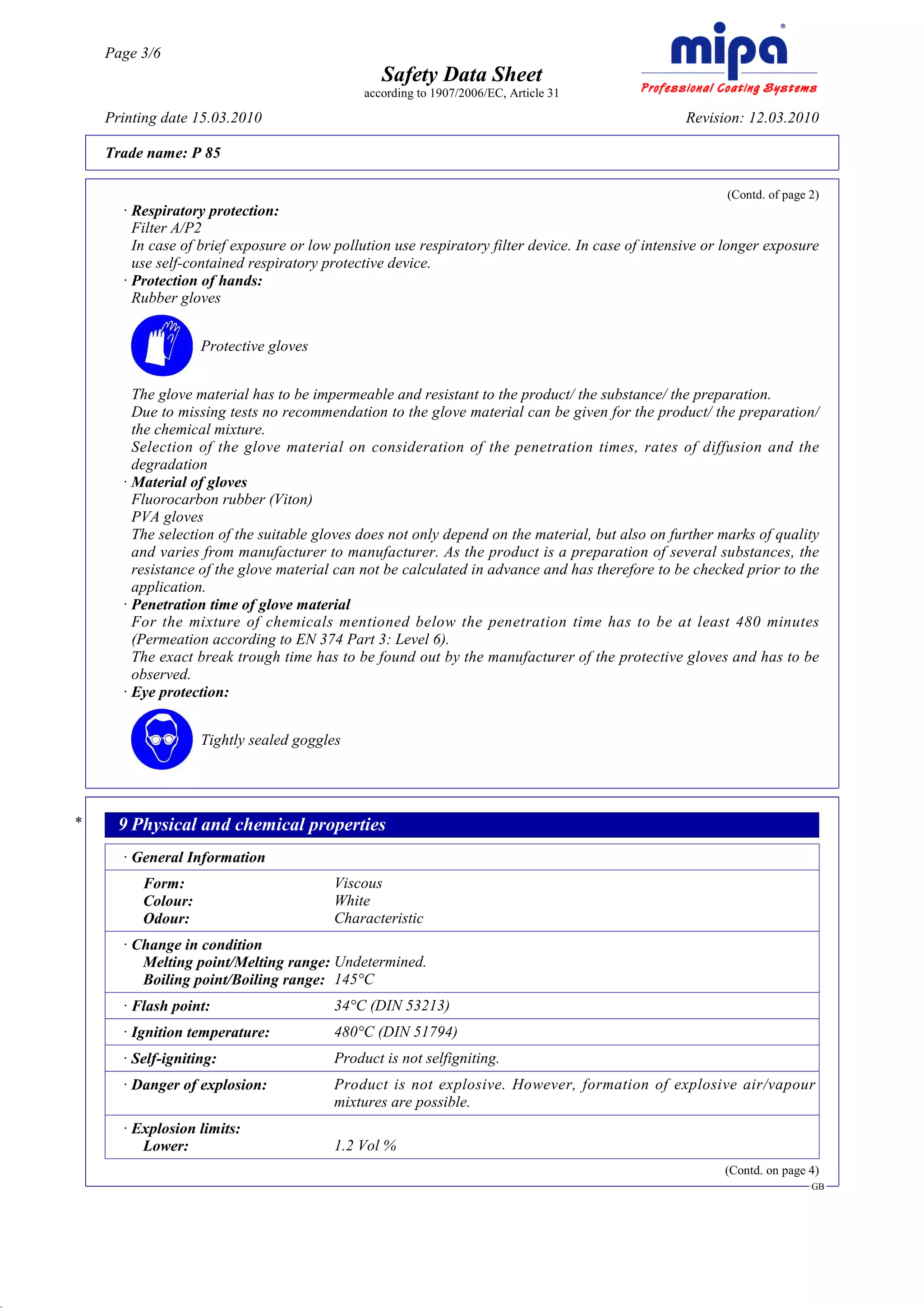 Msds mipa p85 gb | PDF | Chemistry | Science