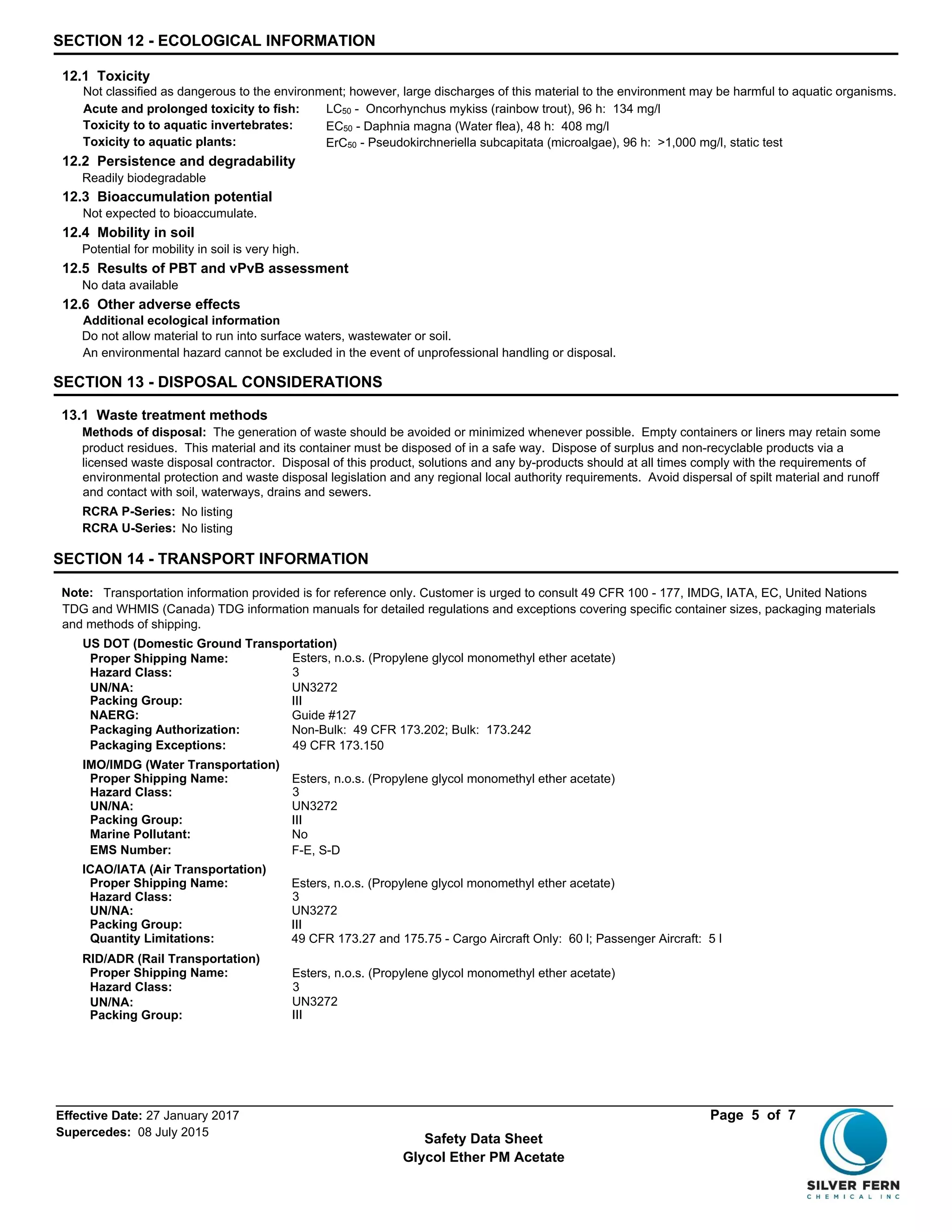 MSDS of Glycol Ether From Silver Fern Chemical | PDF