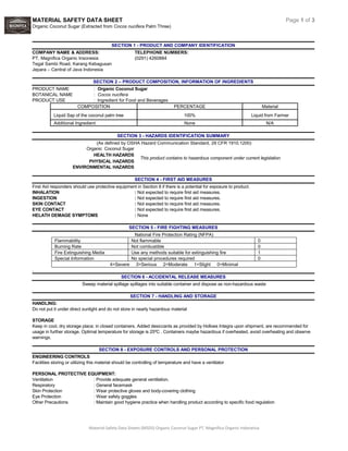 MSDS organic coconut sugar | PDF
