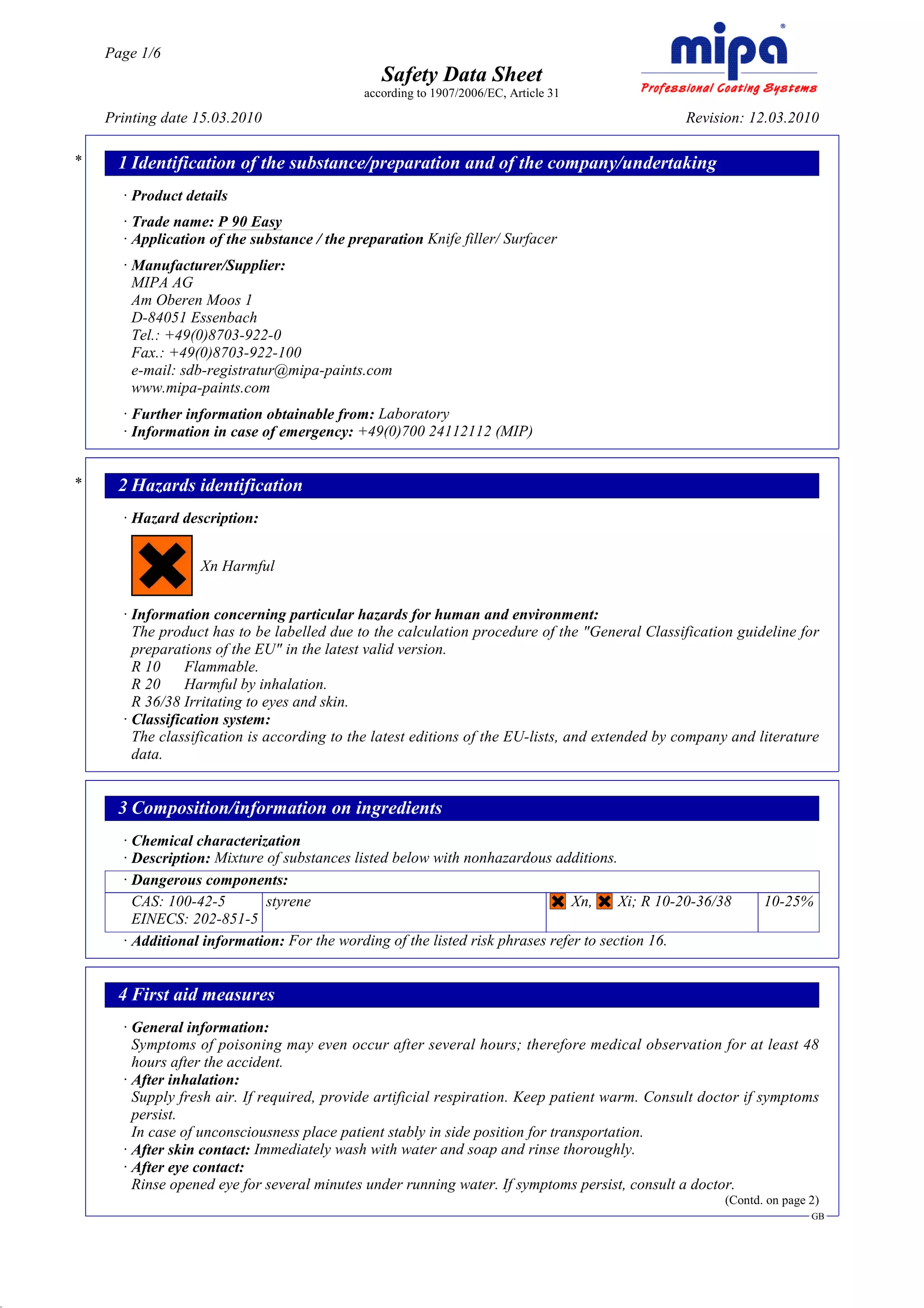 Msds Mipa pP90 easy_gb | PDF