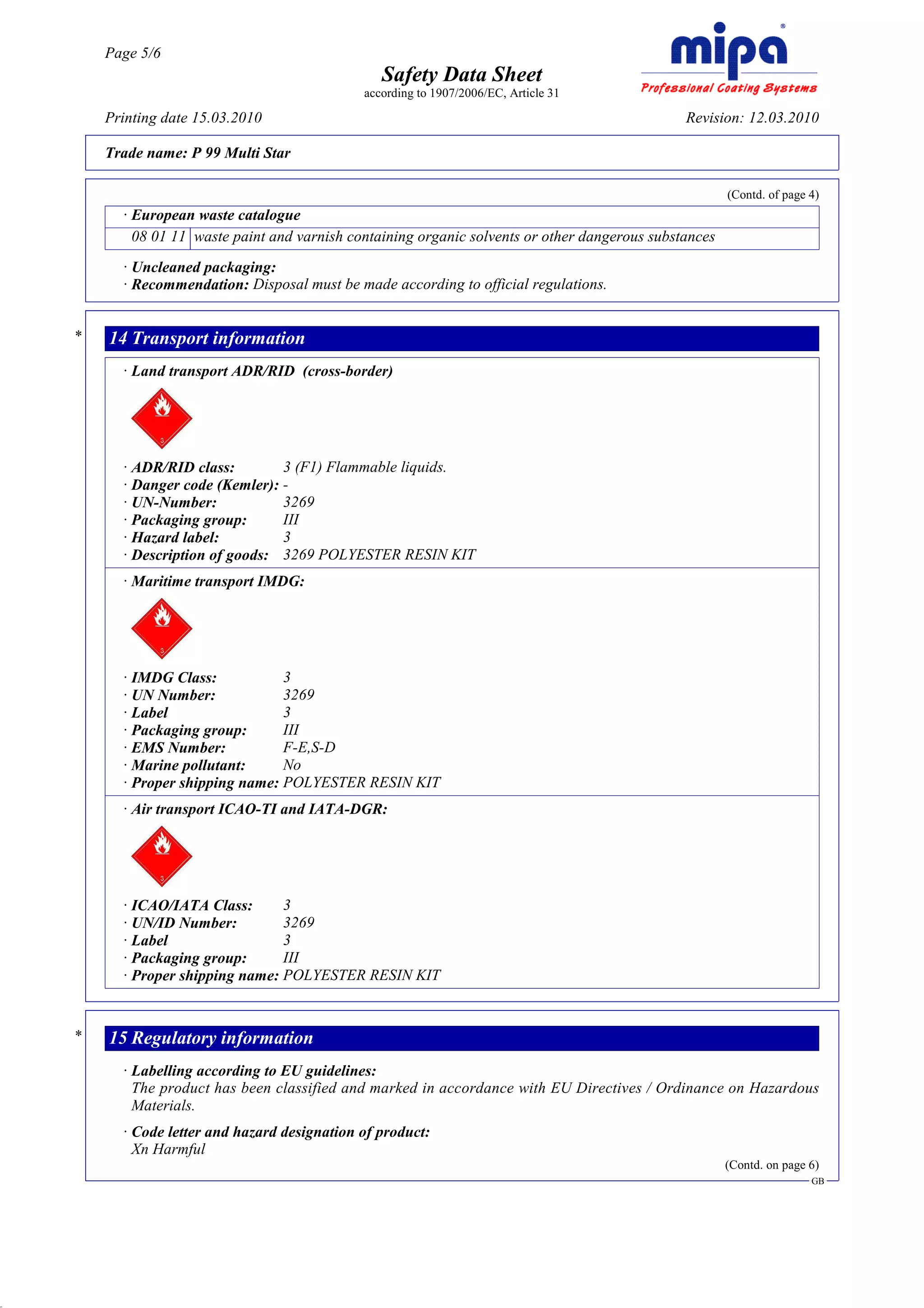 Msds P 99 Multi Star Gb | PDF