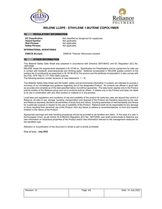 MSDS of polymer in industrial requirements | PDF