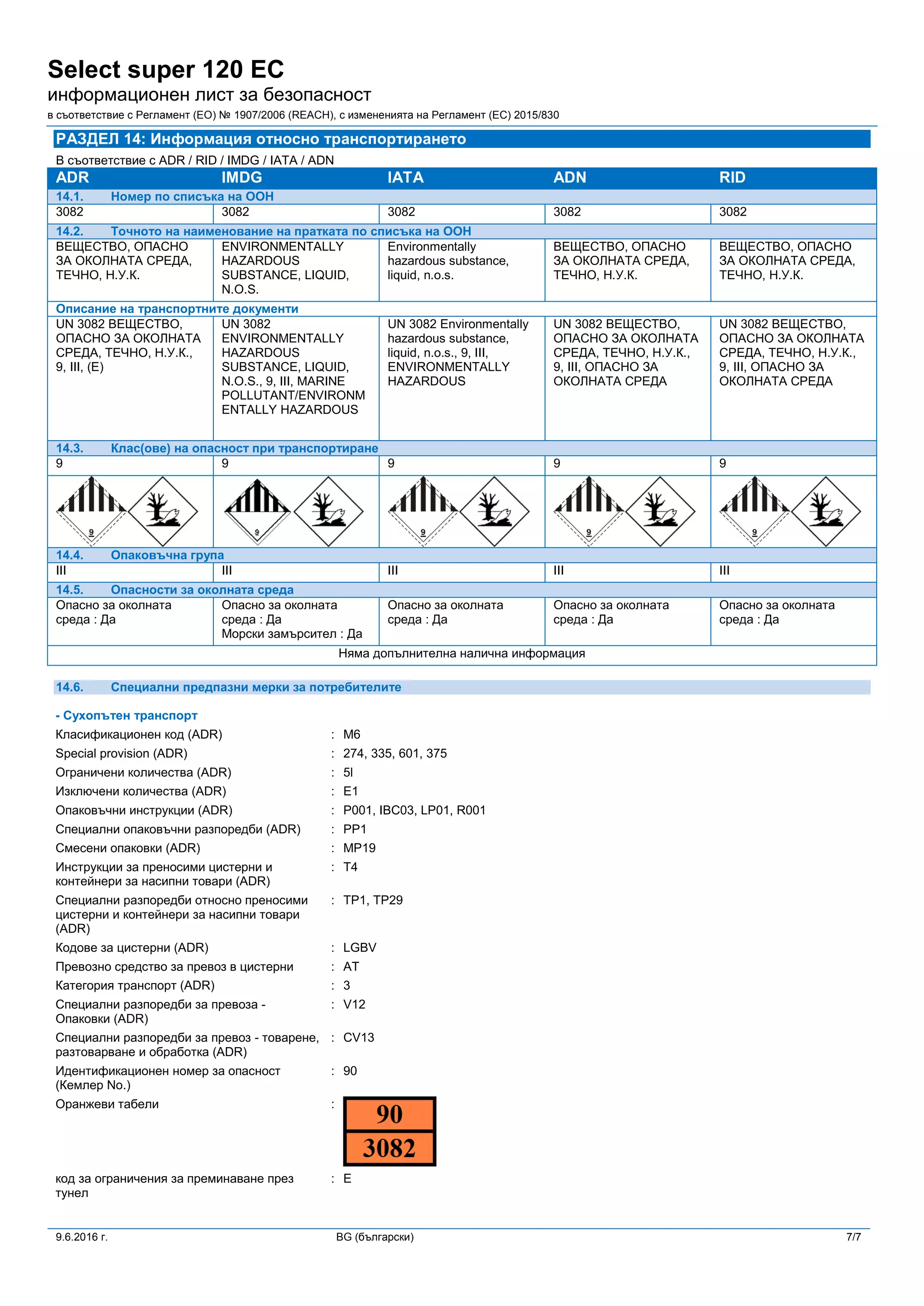 Msds select super 120 ec bg 2016 | PDF
