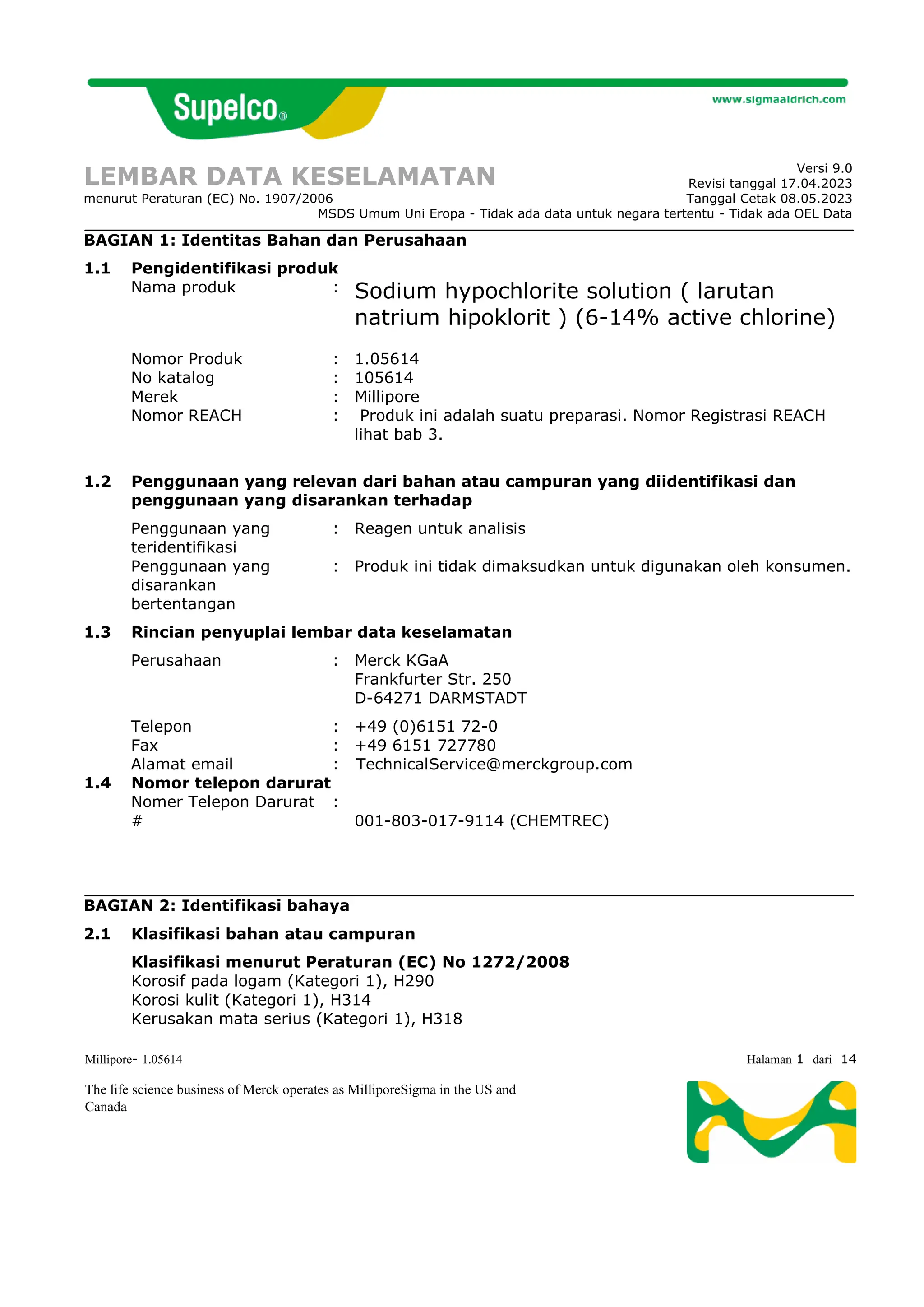 MSDS Sodium Hypochlorite (Bayclin).PDF