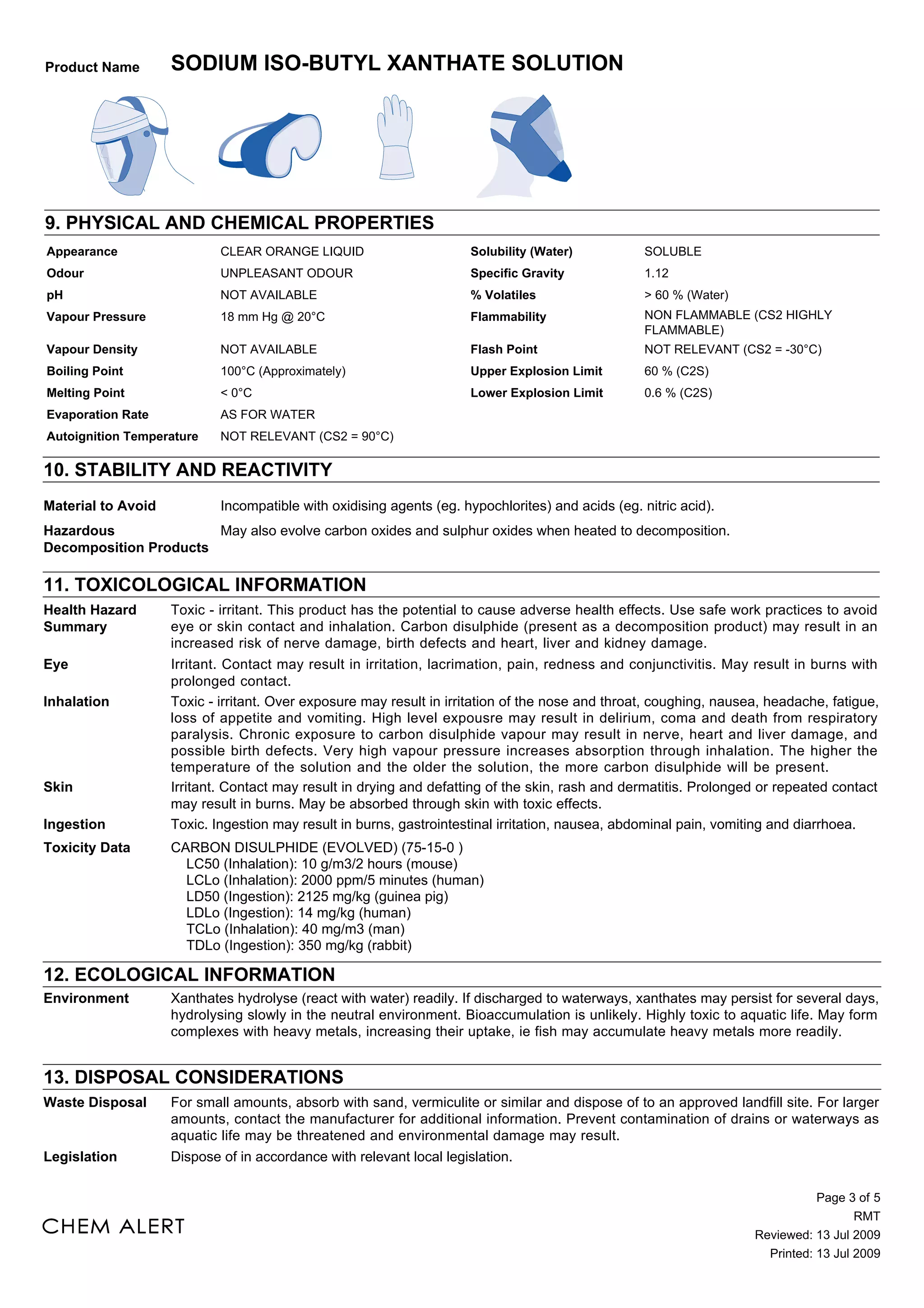 Msds Sodium Isobutyl Xanthate Sol | PDF