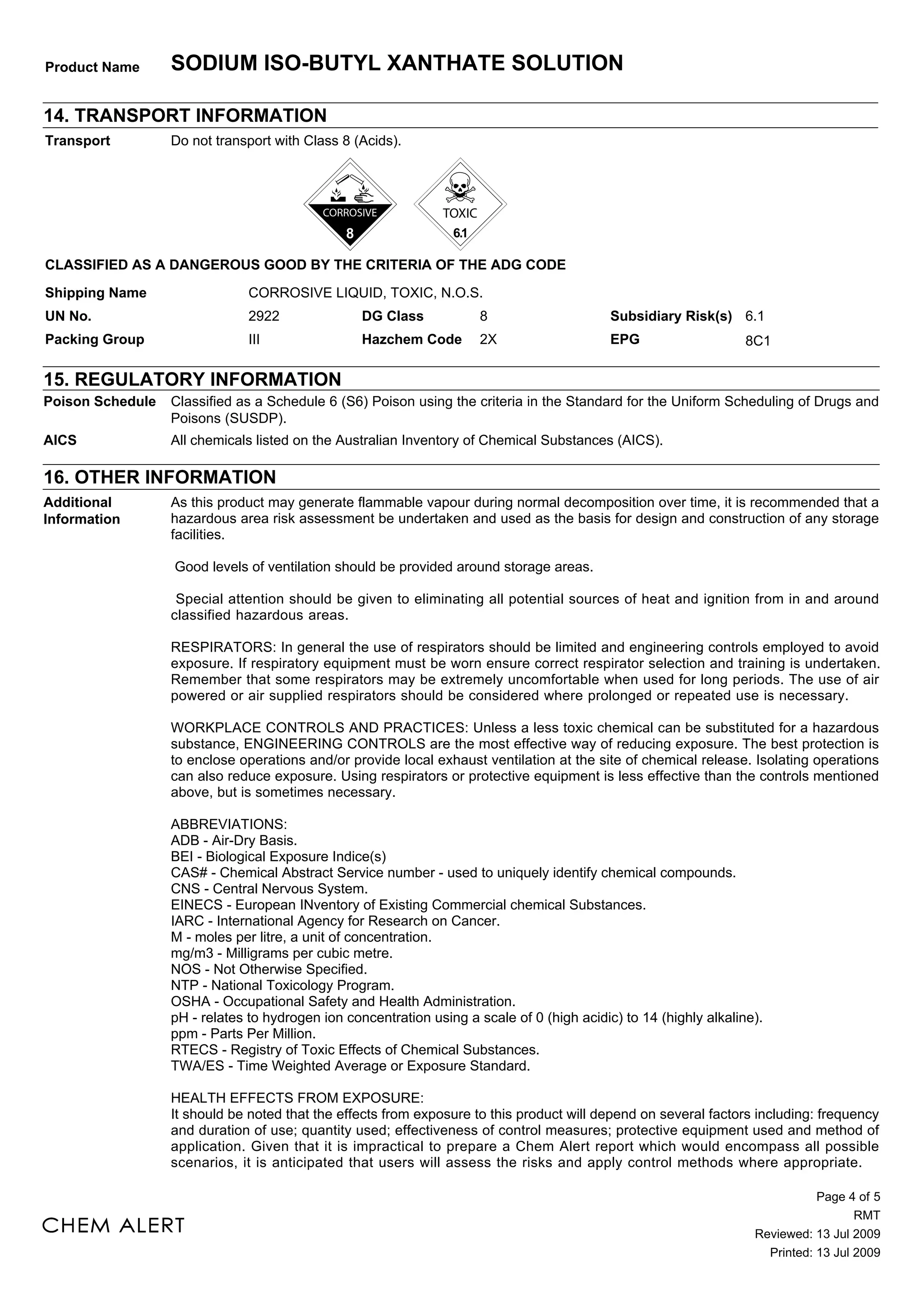 Msds Sodium Isobutyl Xanthate Sol | PDF