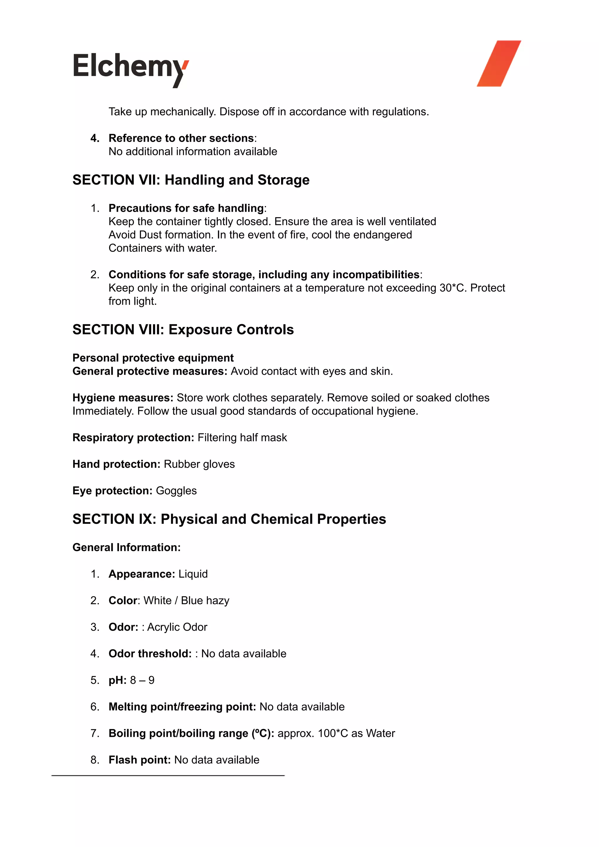 Styrene Acrylic Msds Elchemy Pdf