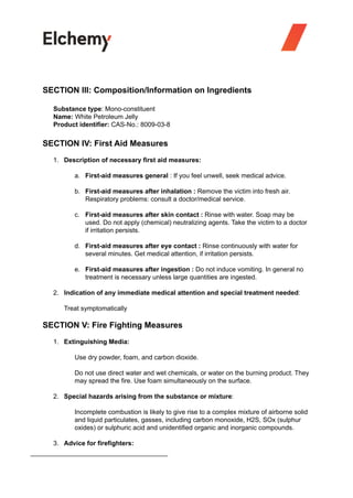 White Petroleum Jelly MSDS | Elchemy | PDF