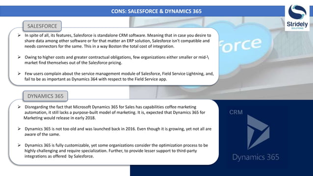 Ms Dynamics 365 vs Salesforce CRM | PPTX | Computer Software and Applications | Computing