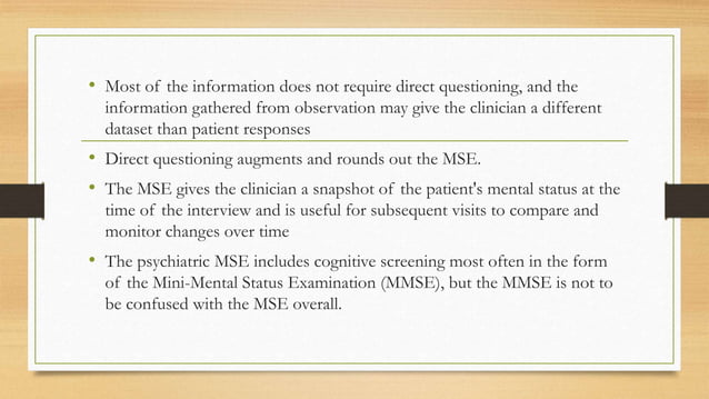 Mental Status Examination presentation.. | PPT
