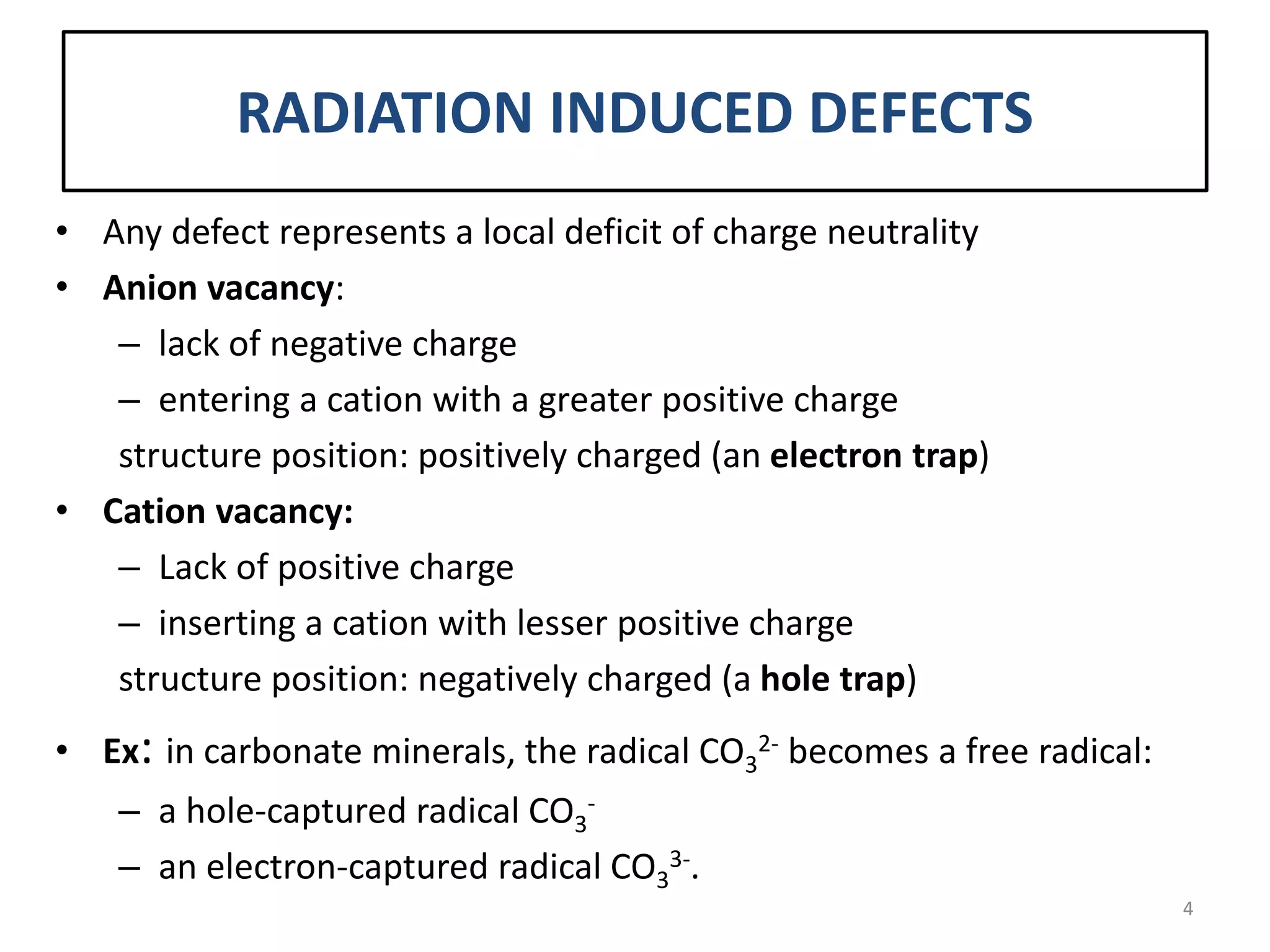 Radiation-Induced Defects in Carbonate Minerals: EPR Study | PPTX