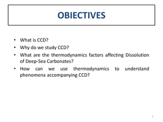 Carbonate compensation depth (CCD): Thermodynamics_Radwan | PPTX