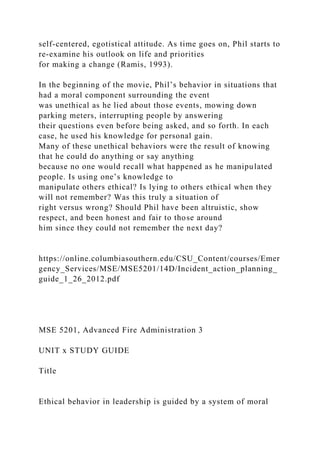 MSE 5201, Advanced Fire Administration 1 Course Learn.docx