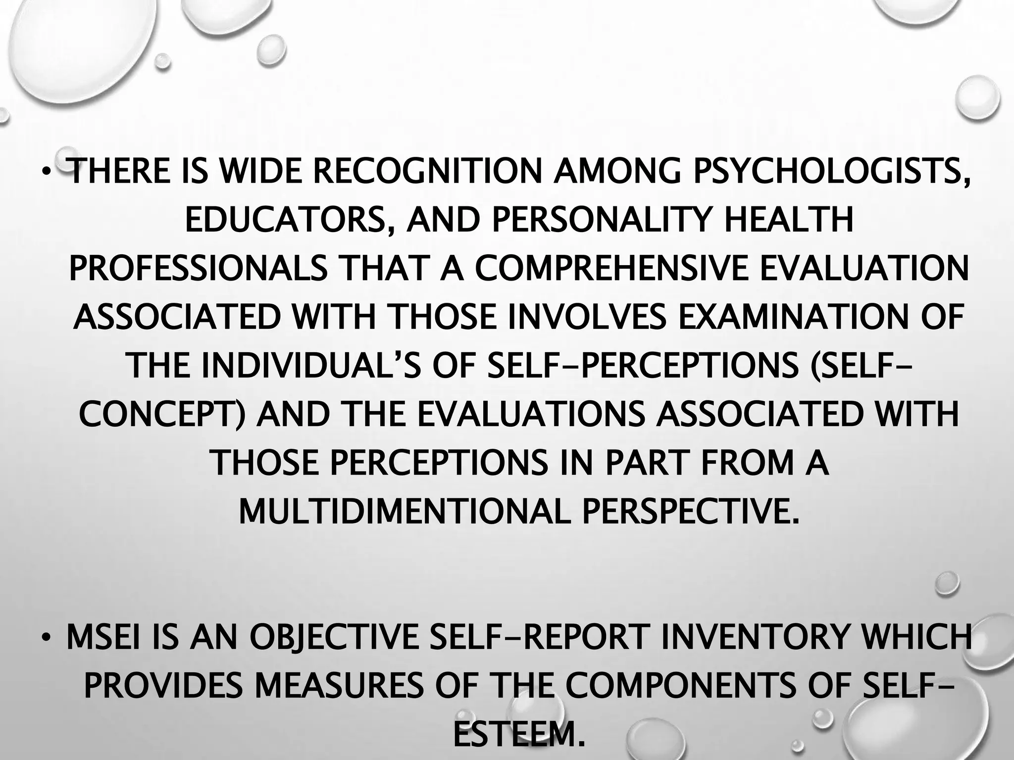 MULTIDIMENSIONAL SELF-ESTEEM INVENTORY POWER POINT | PPTX