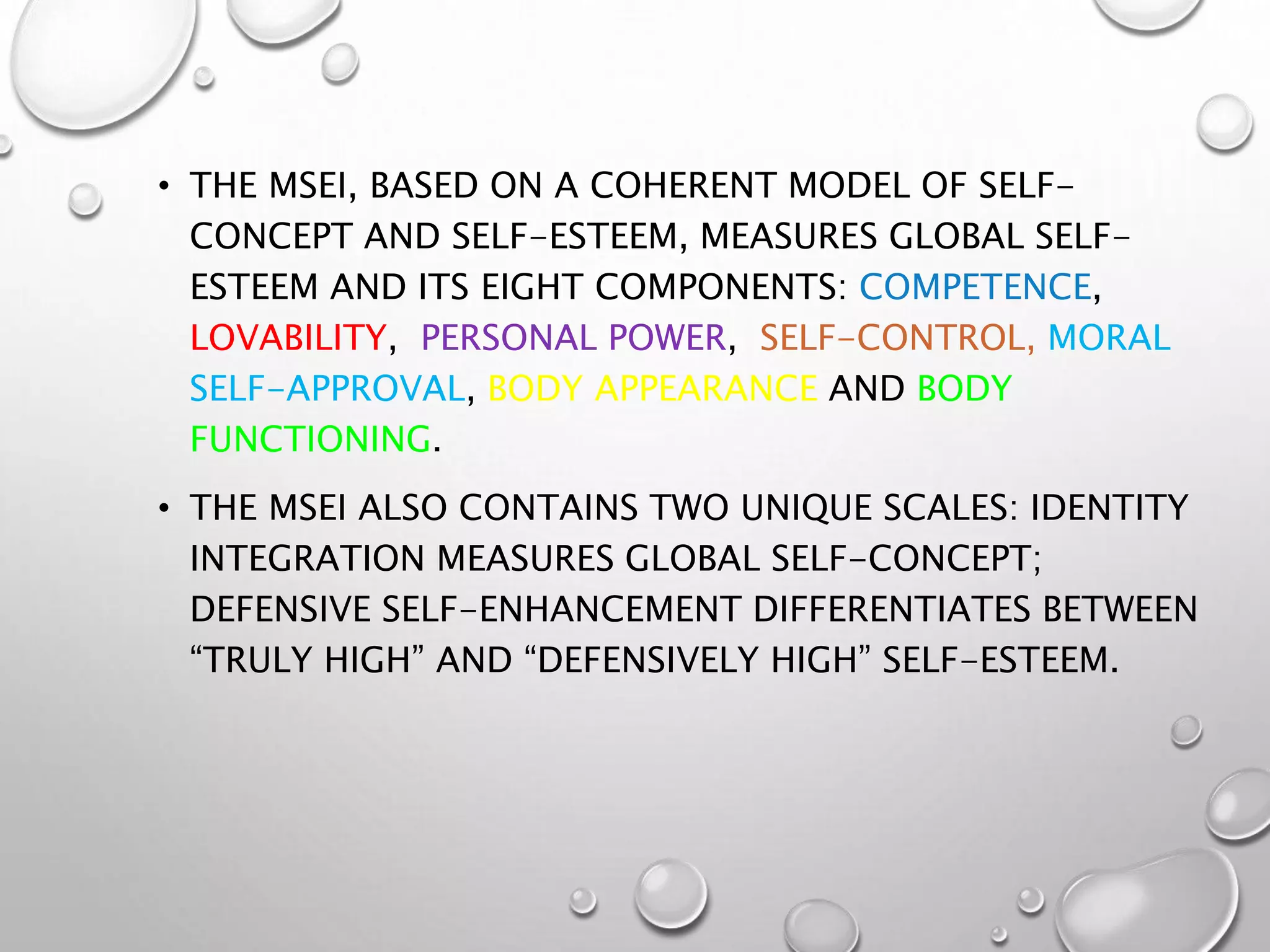 MULTIDIMENSIONAL SELF-ESTEEM INVENTORY POWER POINT | PPTX