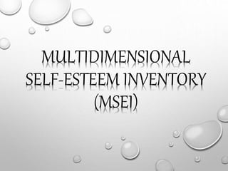 MULTIDIMENSIONAL SELF-ESTEEM INVENTORY POWER POINT | PPTX