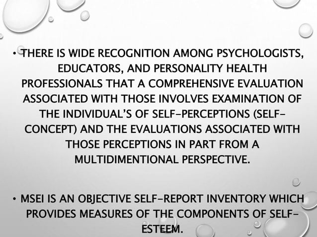 MULTIDIMENSIONAL SELF-ESTEEM INVENTORY POWER POINT | PPTX