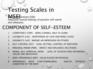 MULTIDIMENSIONAL SELF-ESTEEM INVENTORY POWER POINT | PPTX