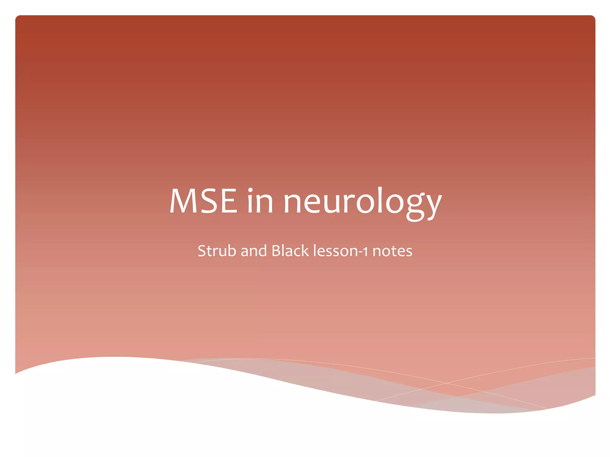 Mse in neurology chapter 1 | PDF