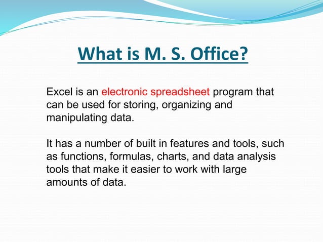 Ms excel ppt presentation | PPTX | Operating Systems | Computer ...