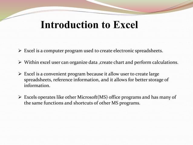 Basic Ms excel | PPTX | Desktop Publishing | Computer Software and Applications