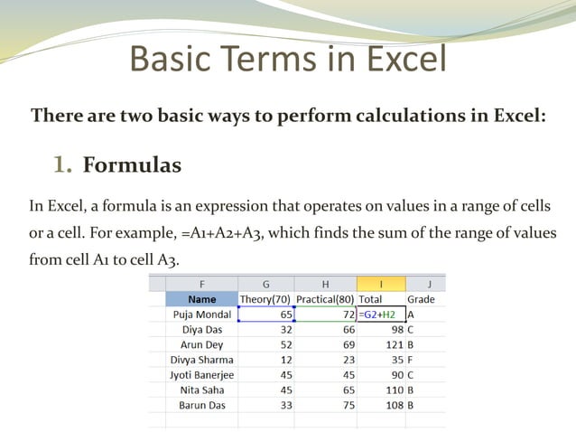 Ms excel ppt | PPTX | Computer Software and Applications | Computing
