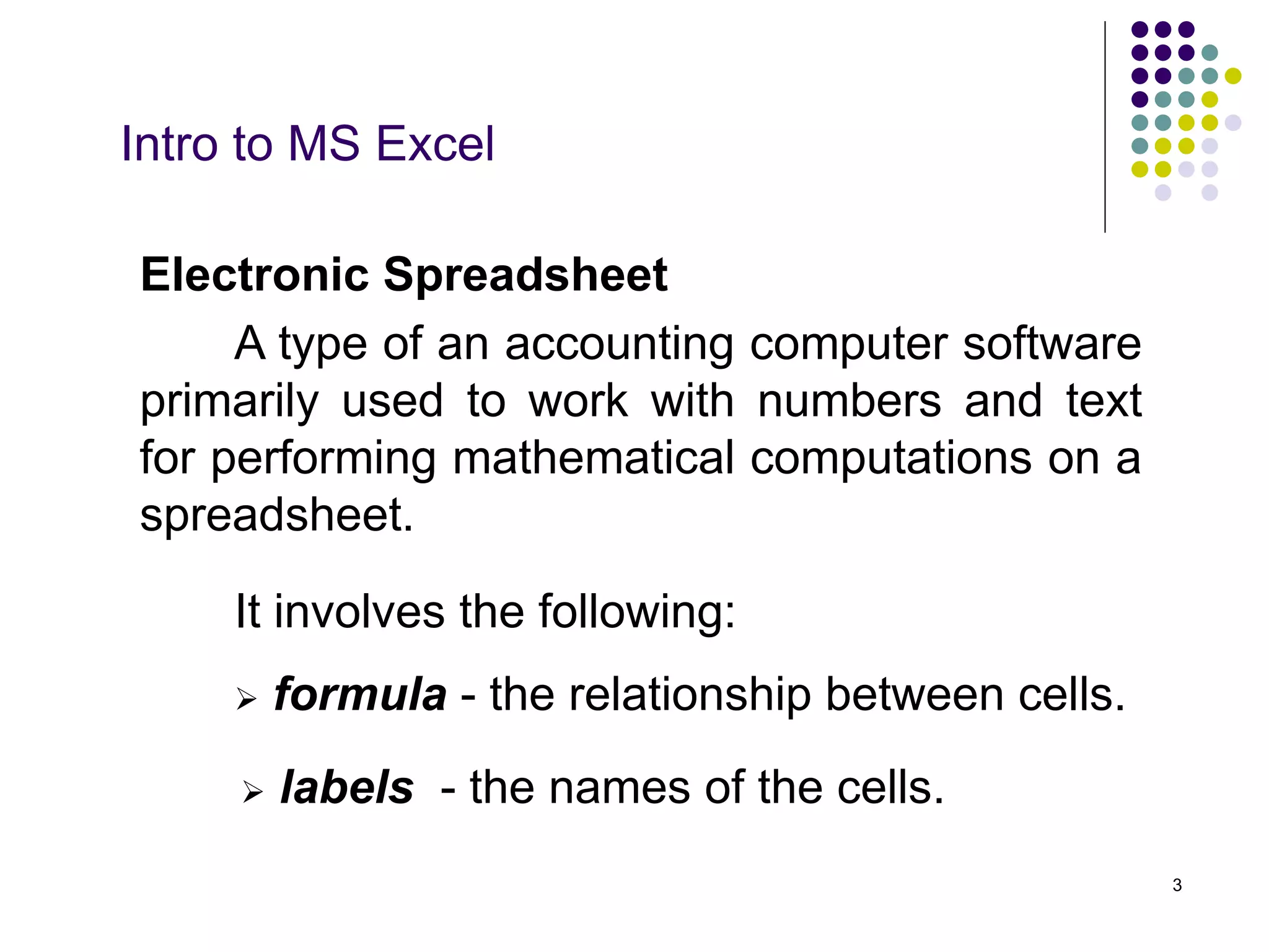 MS EXCEL.ppt | Computing | Technology & Computing