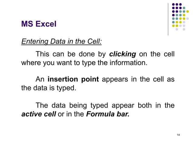 MS EXCEL.ppt | Computing | Technology & Computing