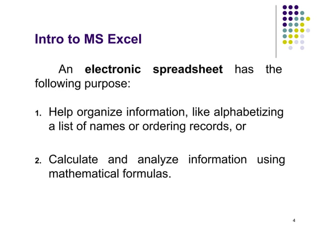 MS EXCEL.ppt | Computing | Technology & Computing