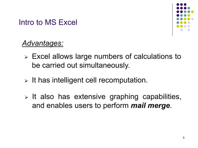 MS EXCEL.ppt | Computing | Technology & Computing