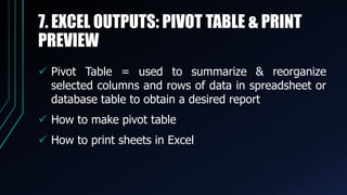 Basics to Advanced Microsoft Excel 2010 Computer 1 | PPTX