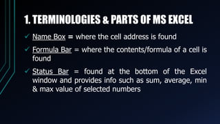 Basics to Advanced Microsoft Excel 2010 Computer 1 | PPTX